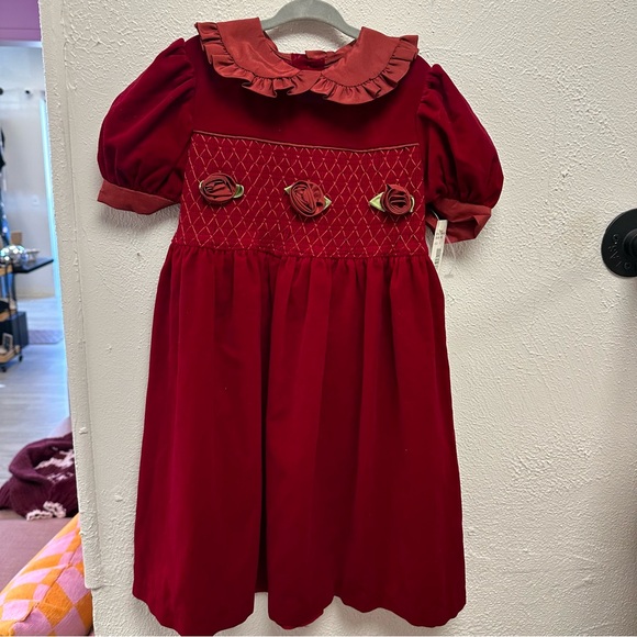 Vintage | Dresses | Vintage Meier Frank Red Velvet Smocked Dress Nwt ...